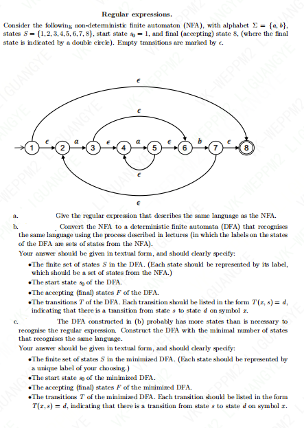 Solved Regular expressions. Consider the following | Chegg.com