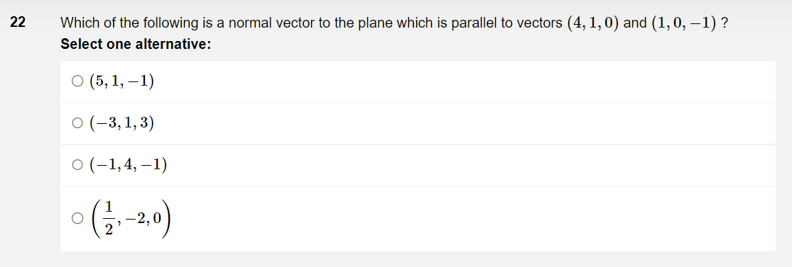 Solved Which of the following is a normal vector to the | Chegg.com