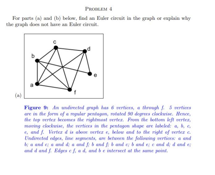 Solved PROBLEM 4 For parts (a) and (b) below, find an Euler | Chegg.com