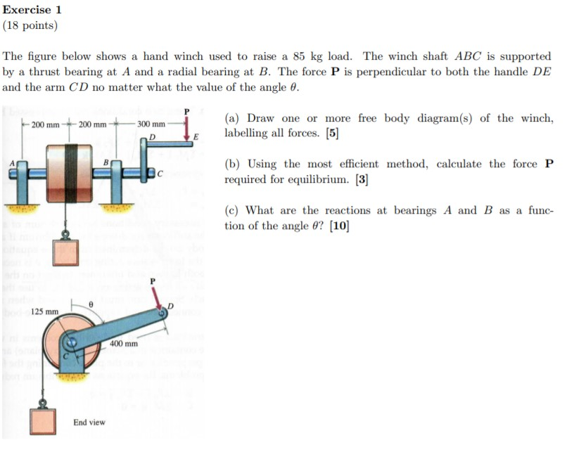 Exercise 1 (18 points) The figure below shows a hand | Chegg.com