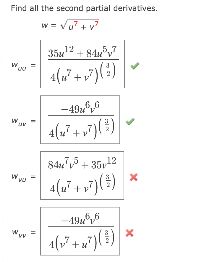 Solved Find all the second partial derivatives. | Chegg.com