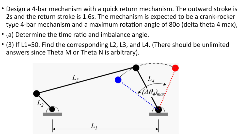 Solved - Design a 4-bar mechanism with a quick return | Chegg.com