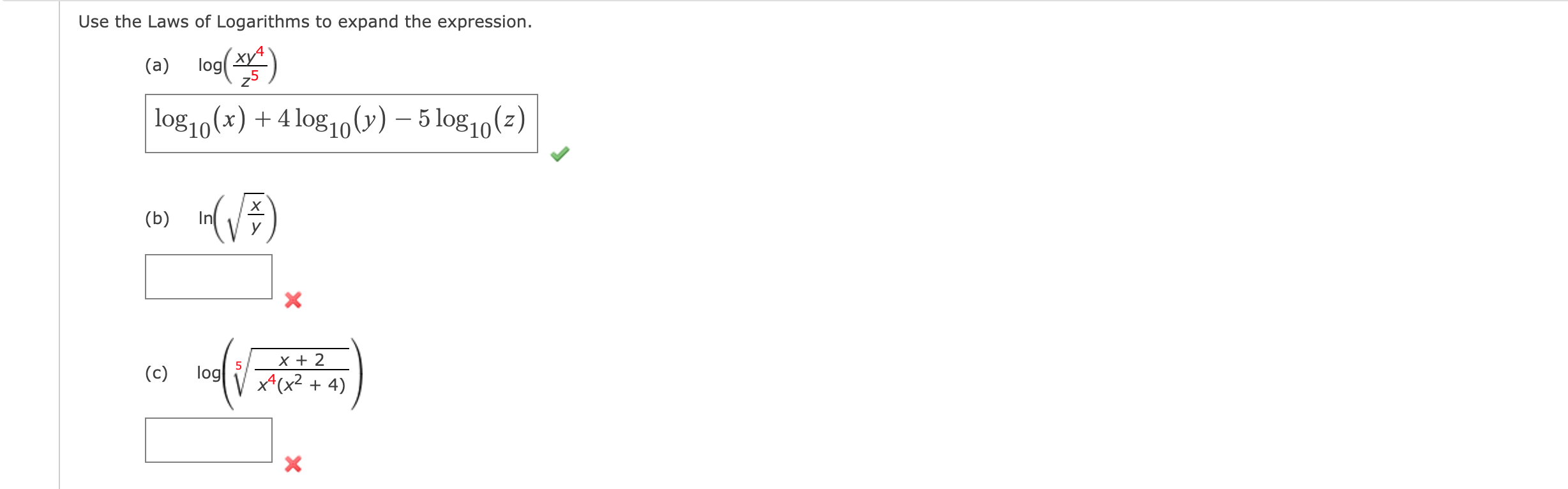 Solved Use the Laws of Logarithms to expand the expression. | Chegg.com