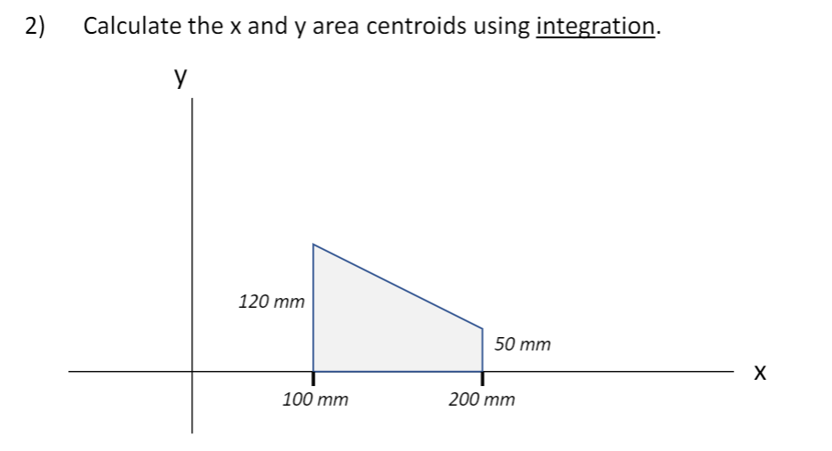 Solved 2) Calculate the x and y area centroids using | Chegg.com