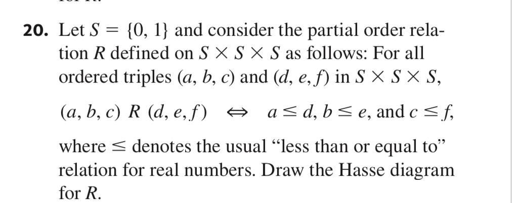 Solved 20. Let S = {0, 1} and consider the partial order | Chegg.com