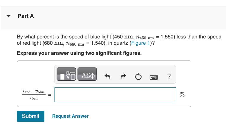 Solved By what percent is the speed of blue light ( 450 | Chegg.com