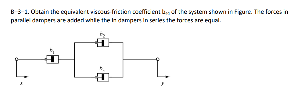 Solved B–3–1. Obtain the equivalent viscous-friction | Chegg.com