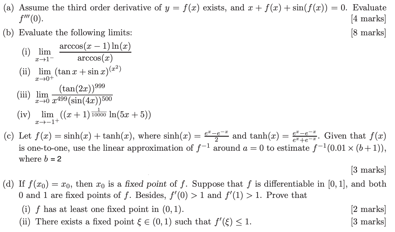 Solved +1- (a) Assume the third order derivative of y = f(x) | Chegg.com