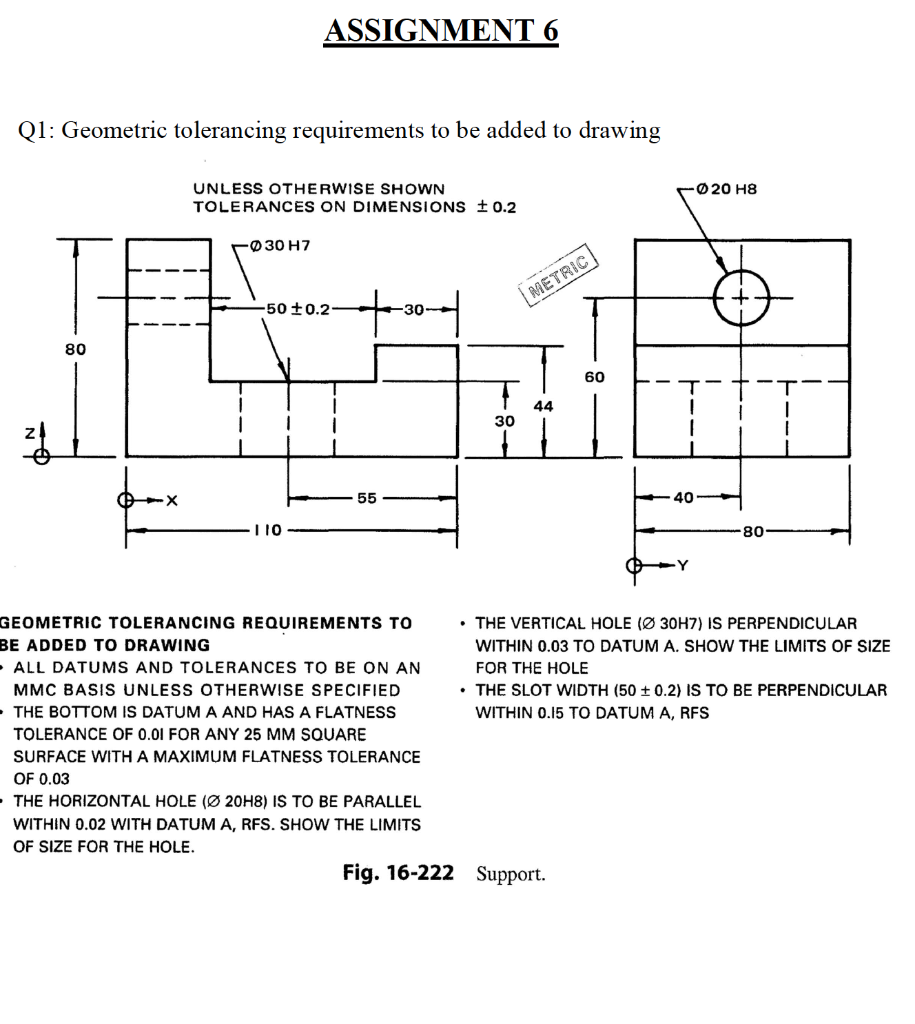 Solved ASSIGNMENT 6 Q1: Geometric tolerancing requirements | Chegg.com