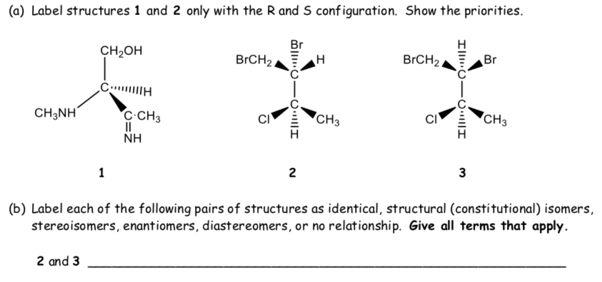 Solved (a) Label structures 1 and 2 only with the R and S | Chegg.com