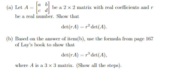 Solved DEFINITION For n > 2, the determinant of an n x n | Chegg.com