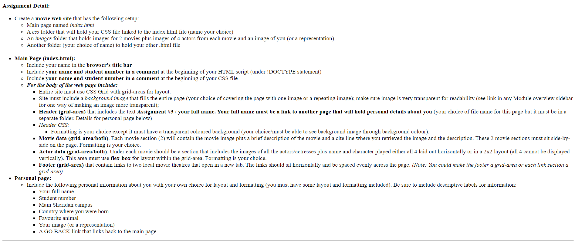 Solved - Create a movie web site that has the following | Chegg.com