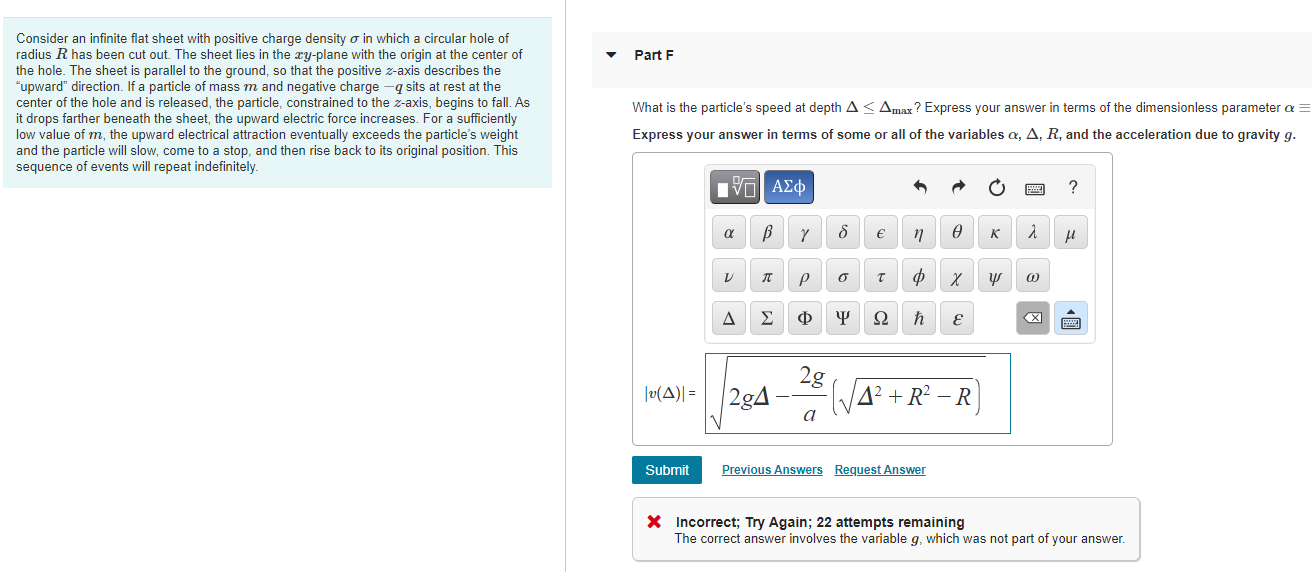 Solved Part F Consider an infinite flat sheet with positive | Chegg.com