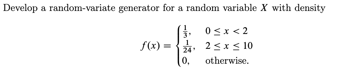 Solved Develop a random-variate generator for a random | Chegg.com