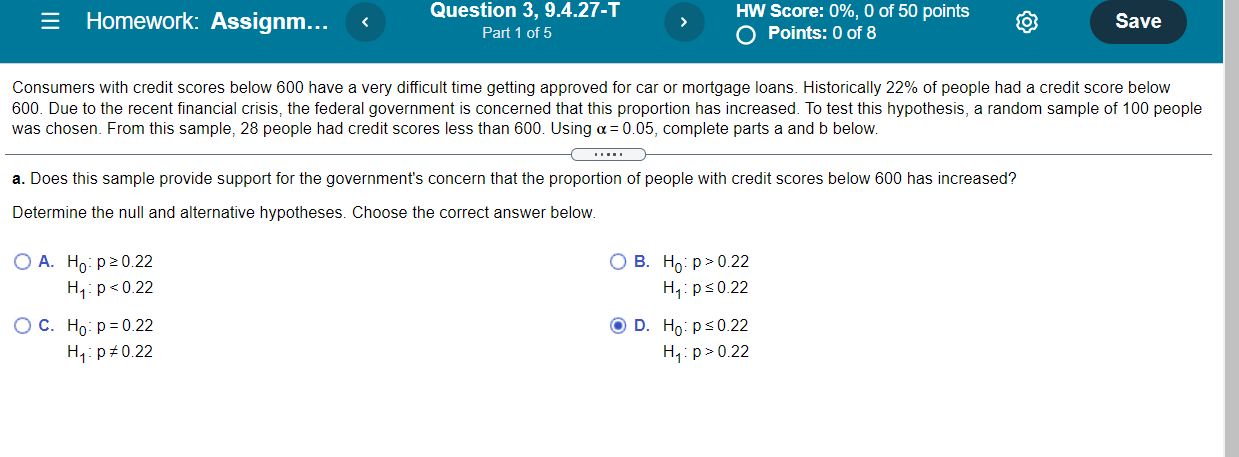Solved = Homework: Assignm... Question 3, 9.4.27-T Part 1 of | Chegg.com