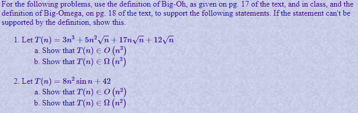 Solved For the following problems, use the definition of | Chegg.com