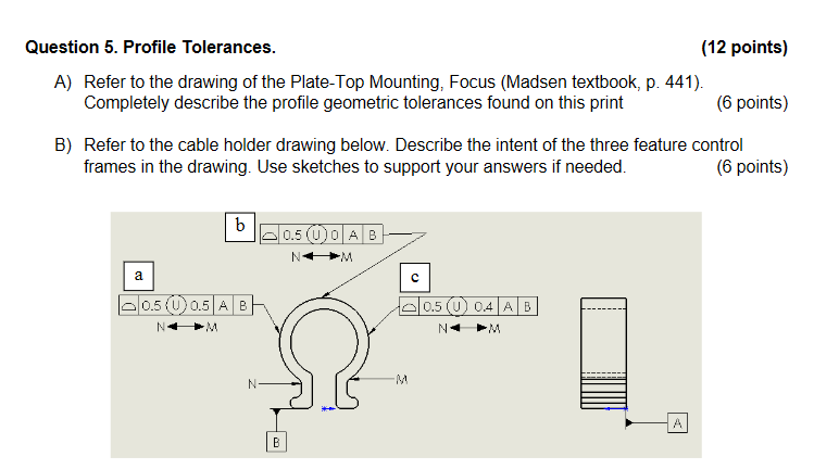 Solved Question 5. Profile Tolerances. (12 points) A) Refer | Chegg.com