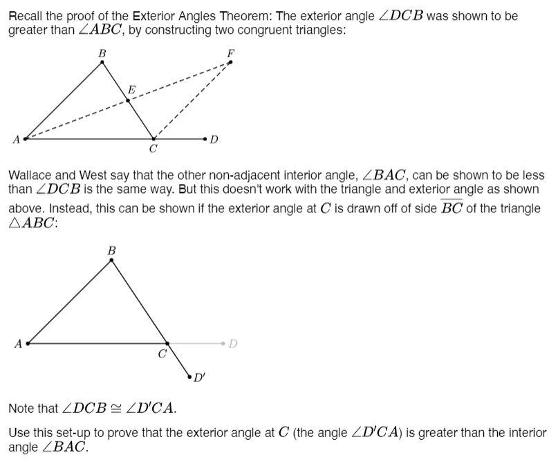 Solved Recall the proof of the Exterior Angles Theorem: The | Chegg.com