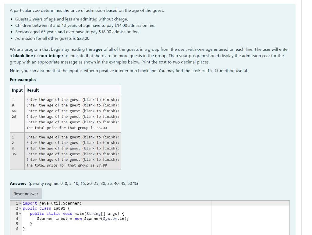 Solved A particular zoo determines the price of admission | Chegg.com