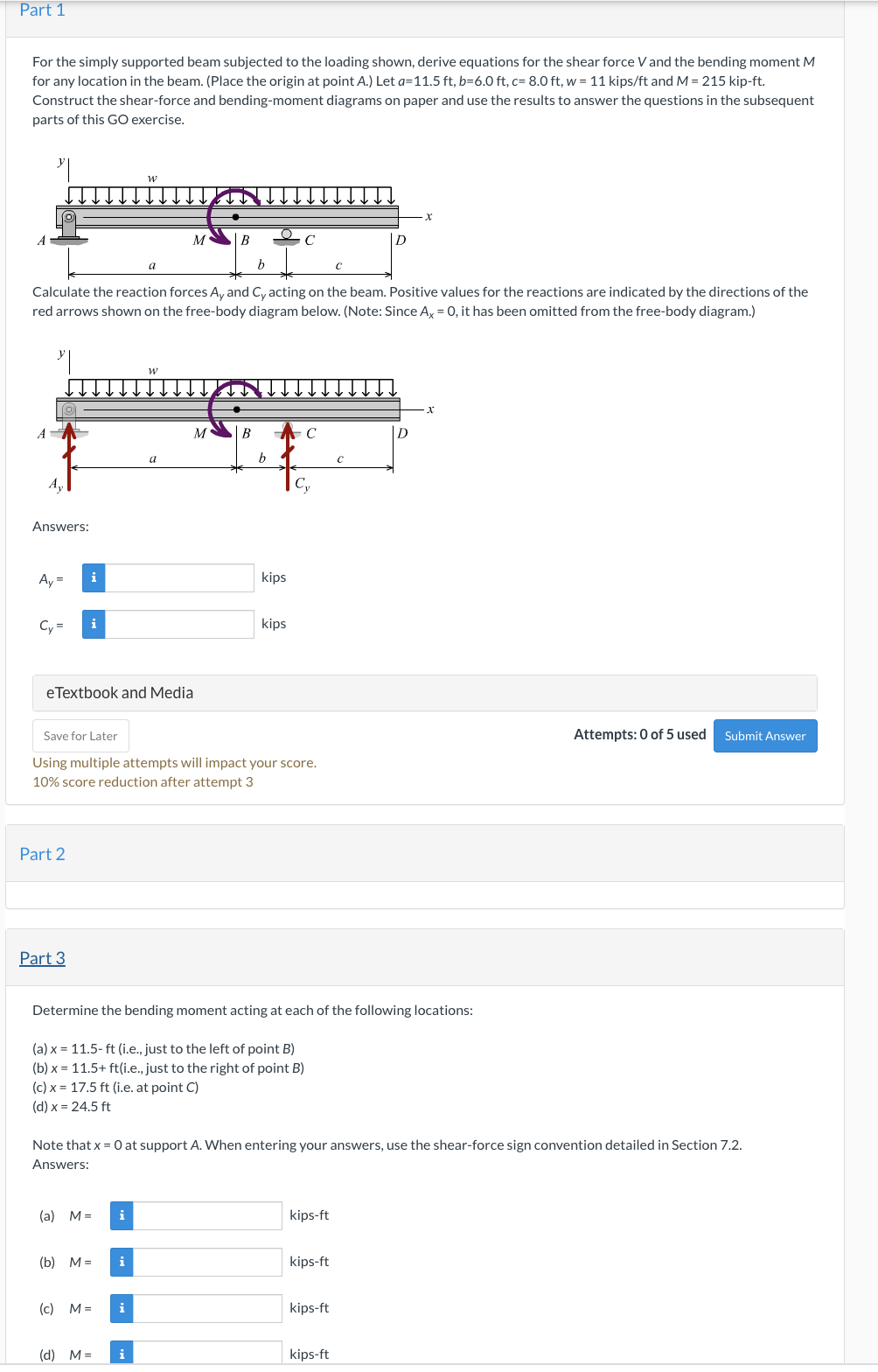 Solved For the simply supported beam subjected to the | Chegg.com