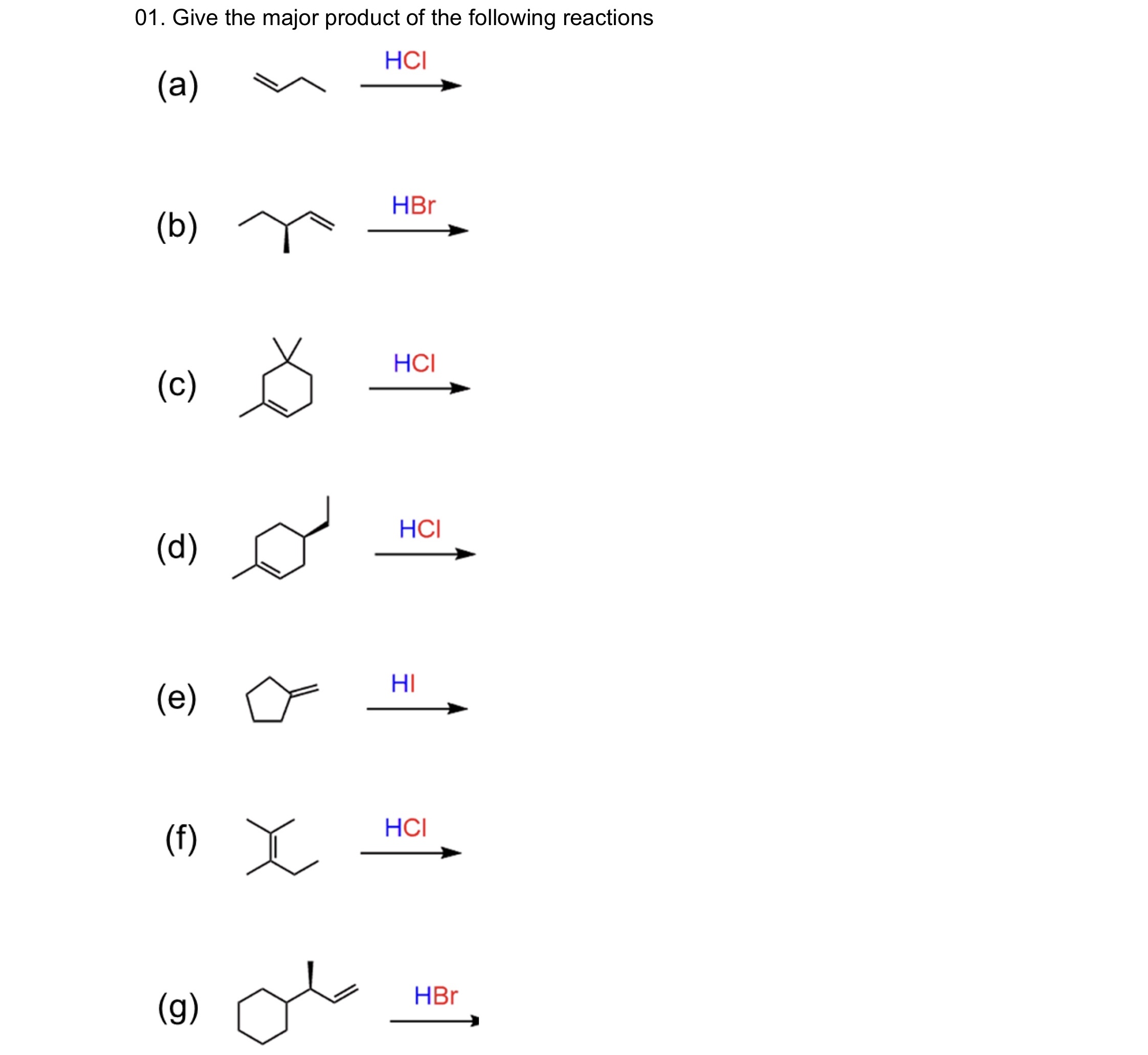 Solved please show work thank you!Give the major product of | Chegg.com