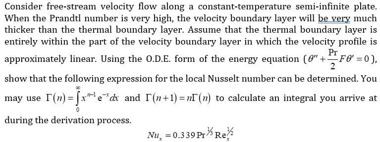 Solved Consider free-stream velocity flow along a | Chegg.com