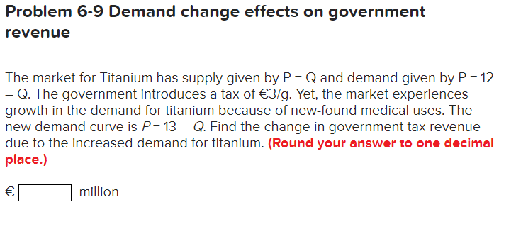 Solved Problem 6-9 Demand change effects on government | Chegg.com