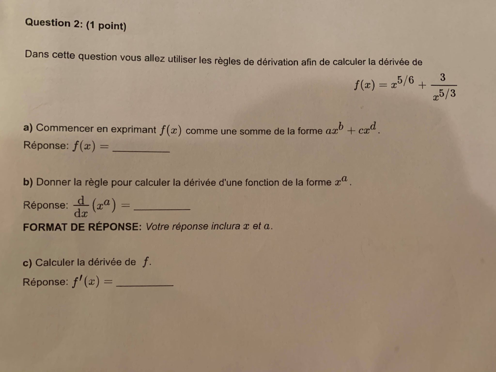Solved In this question you will use the rules of derivation | Chegg.com