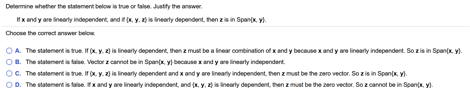 Solved Determine whether the statement below is true or | Chegg.com