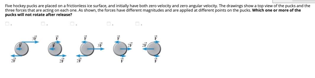 Solved Five hockey pucks are placed on a frictionless ice | Chegg.com