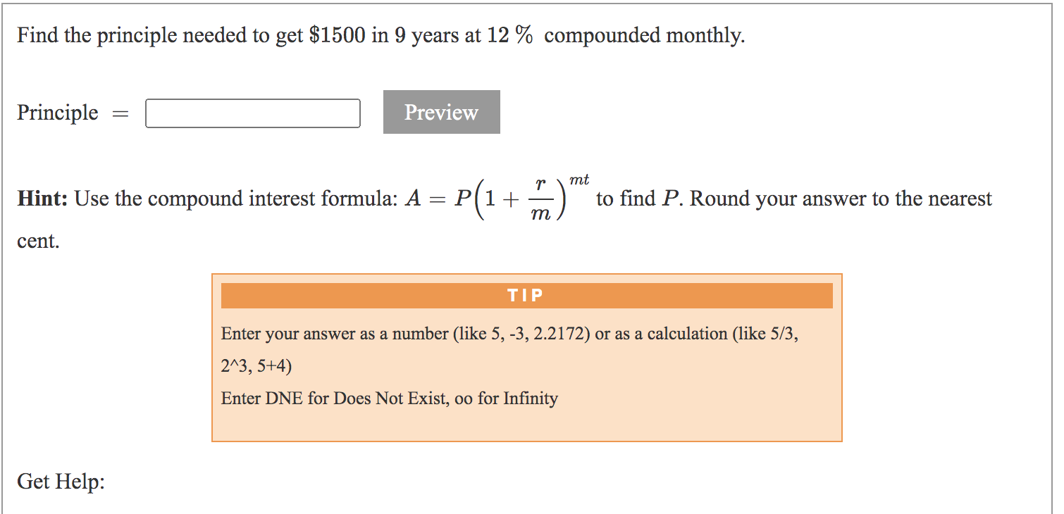 Solved Find the principle needed to get $1500 in 9 years at | Chegg.com