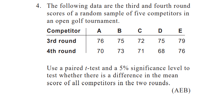 Solved 4. The following data are the third and fourth round | Chegg.com