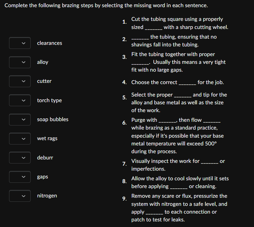 Solved ting the missing word in each sentence. 1. Cut the | Chegg.com
