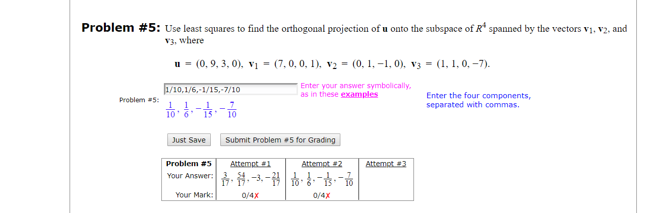 Solved Problem #5: Use least squares to find the orthogonal | Chegg.com