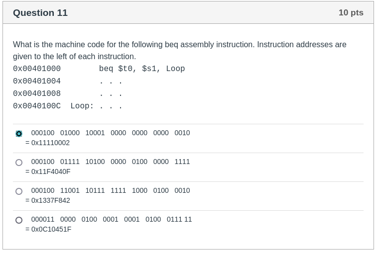 Solved What is the machine code for the following beq | Chegg.com