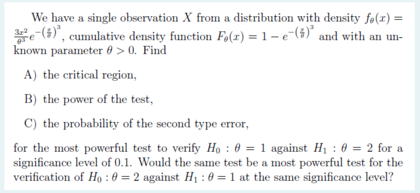 Solved We have a single observation X from a distribution | Chegg.com