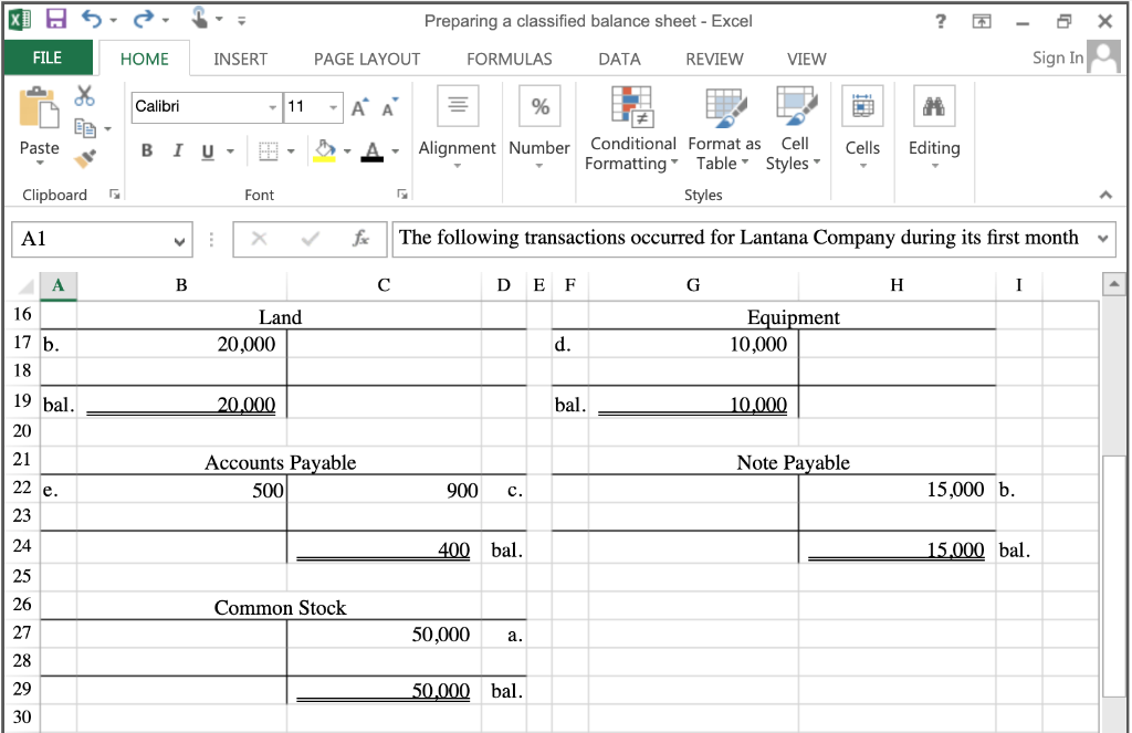 Solved Preparing a classified balance sheet - Excel ? क X | Chegg.com