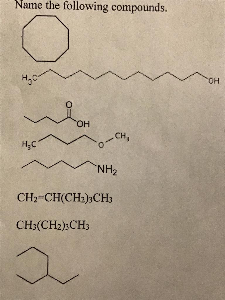 Name the following compounds. H₂C ОН OH CH; H3C NH2 | Chegg.com