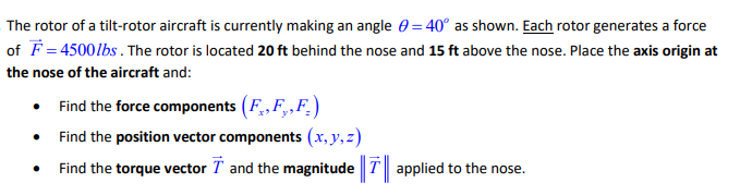 Solved The rotor of a tilt-rotor aircraft is currently | Chegg.com