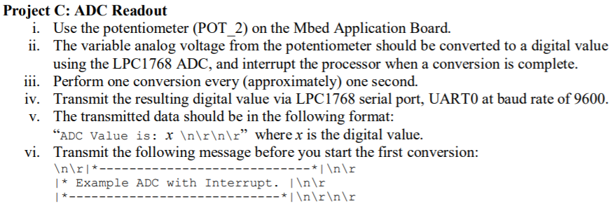 Solved Use NXP OM11043 ARM Mbed LPC1768 Development Board | Chegg.com