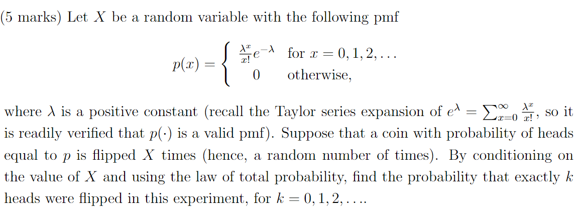 Solved ( 5 marks) Let X be a random variable with the | Chegg.com