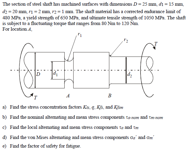 The section of steel shaft has machined surfaces with | Chegg.com