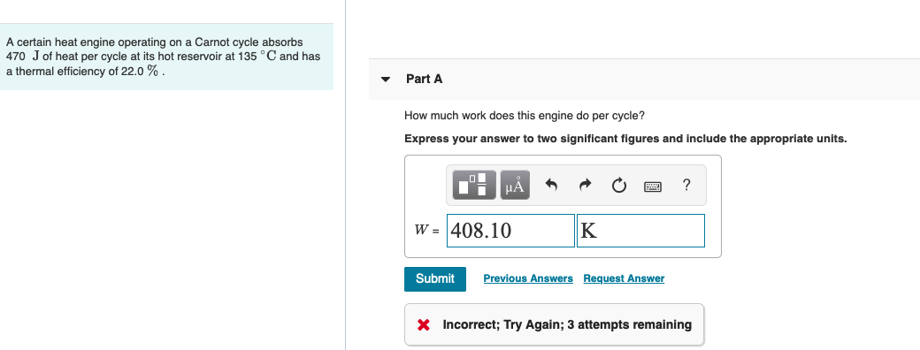 Solved A certain heat engine operating on a Carnot cycle | Chegg.com