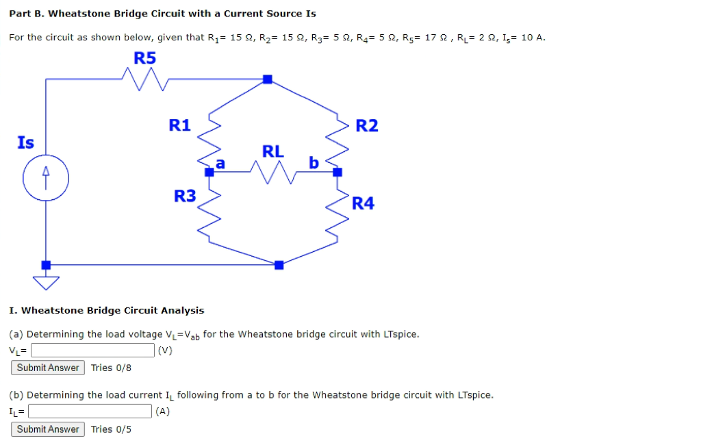 Solved Part B. Wheatstone Bridge Circuit with a Current | Chegg.com