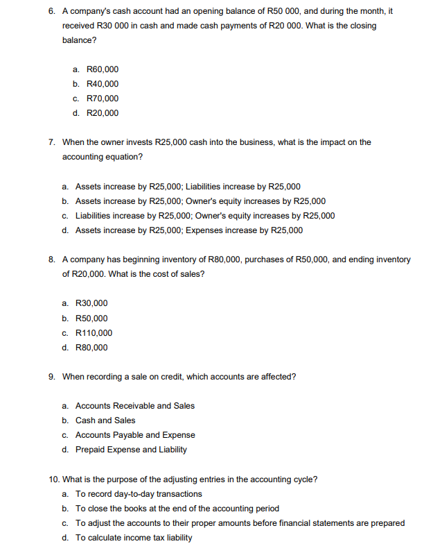 Solved A company's cash account had an opening balance of | Chegg.com