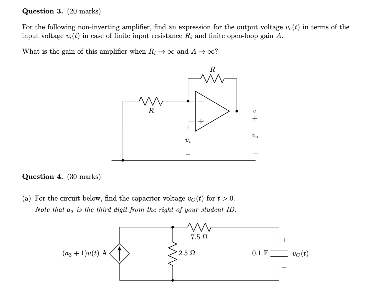 Solved For the following non-inverting amplifier, find an | Chegg.com