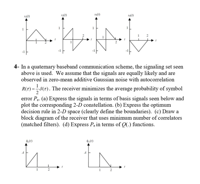 5:00) selt) .ܥ..ܫ 1 4- In a quaternary baseband | Chegg.com