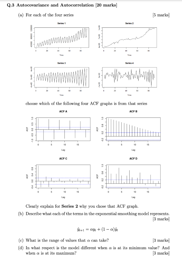 2.3 Autocovariance and Autocorrelation [20 marks] (a) | Chegg.com