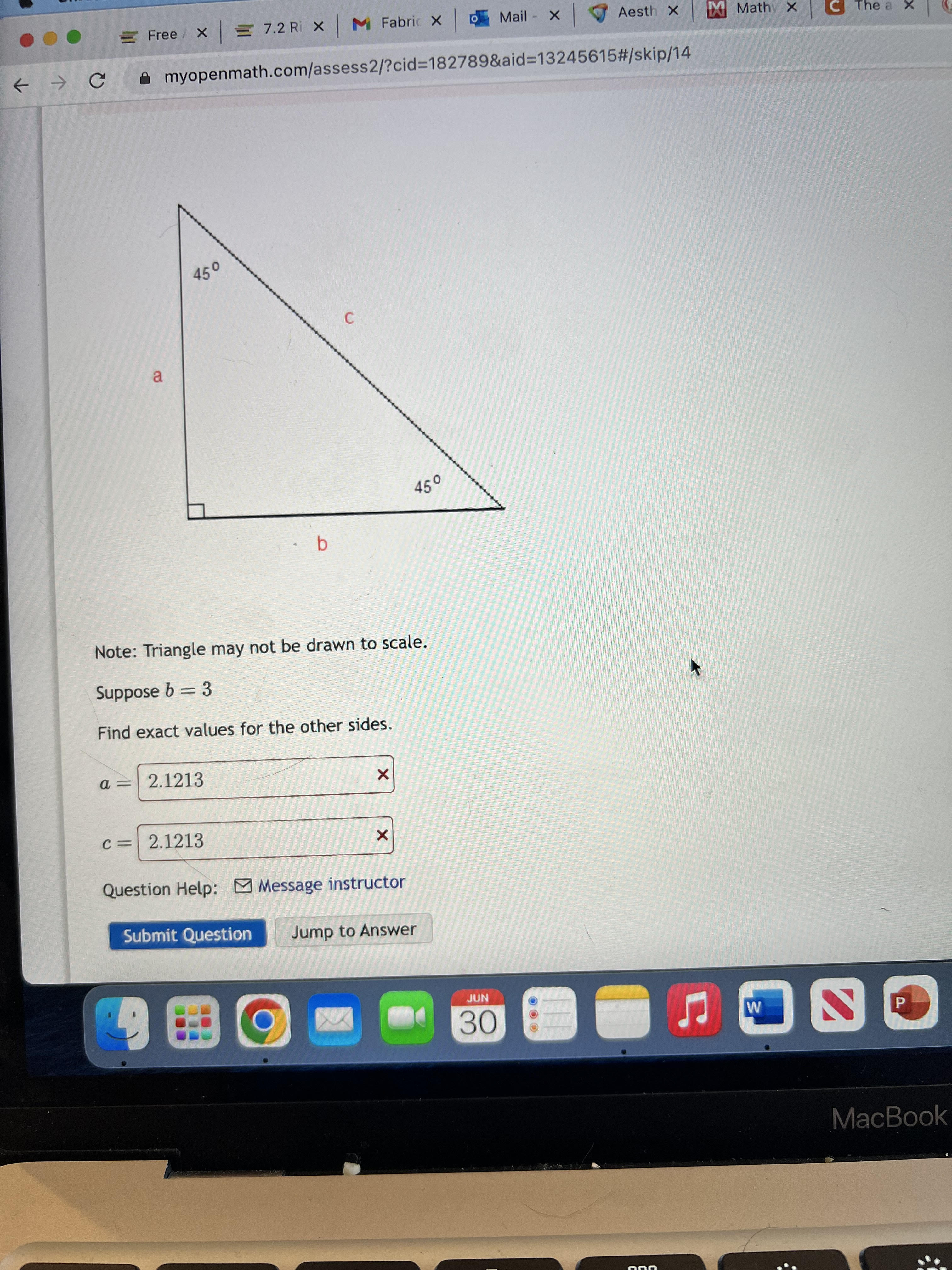 Solved Note: Triangle may not be drawn to scale. Suppose b=3 | Chegg.com