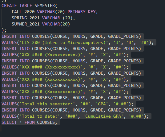 Solved How do I link the fall_2020 to the courses table in a | Chegg.com